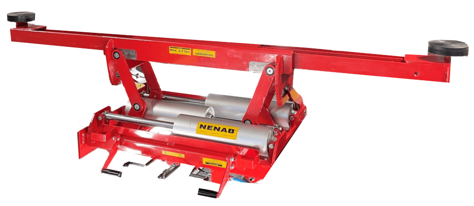 Free wheel lift N-250-PW, The widest jacking beams in the world - Nenab AB